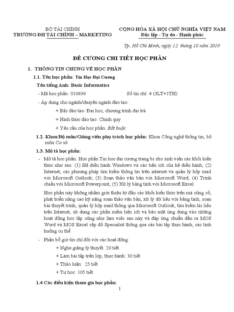 de Cuong THDC DH - Dai Tra - 2019 | PDF