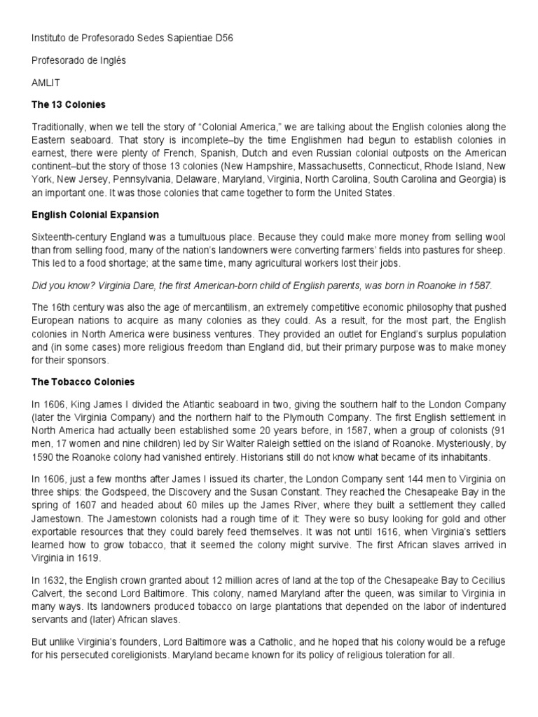 The Thirteen Colonies | PDF | Thirteen Colonies | North America