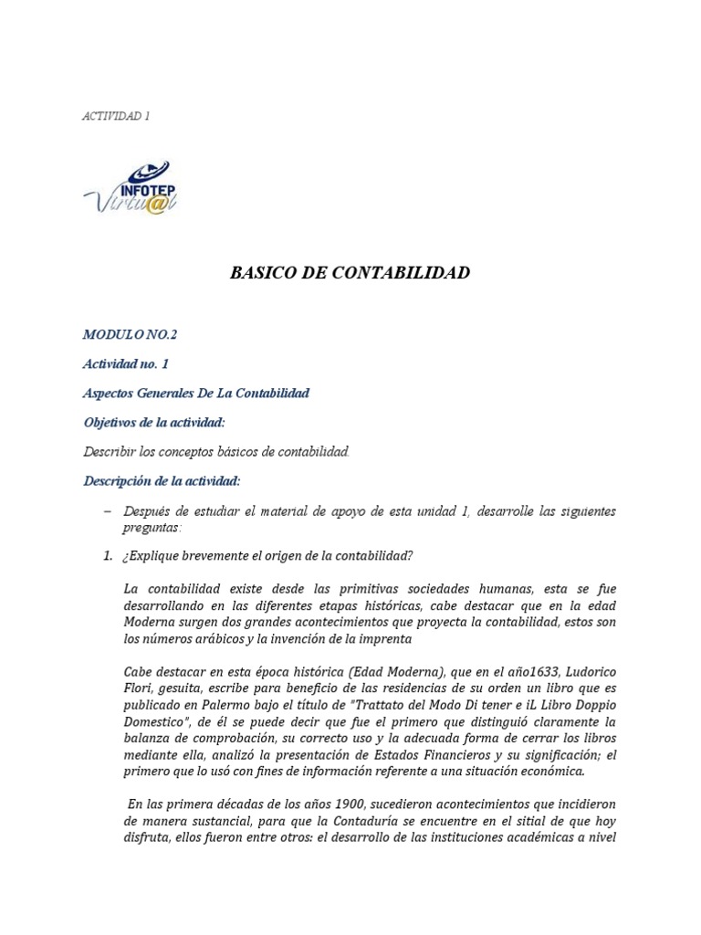 ACTIVIDAD Modulo 2 Contabilidad | PDF | Contabilidad | Estado financiero