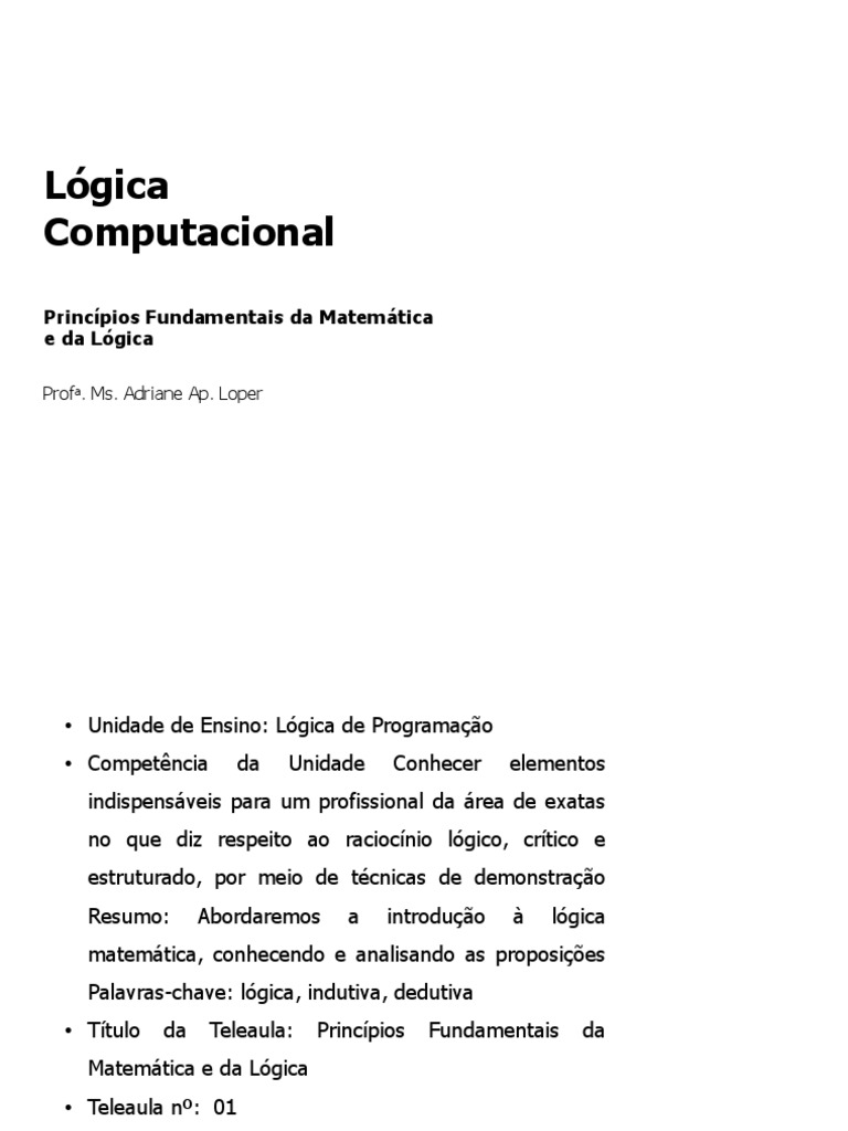 Lógica Computacional - Ta1 | PDF | Argumento | Raciocínio dedutivo