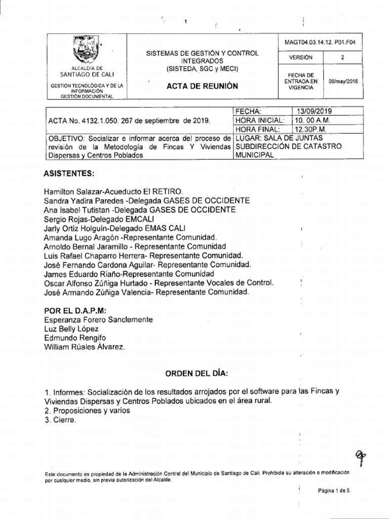 2019 Informe 267 Sep 13 Resultados Al Cpe ACTA 267 MET. FINCAS Y ...