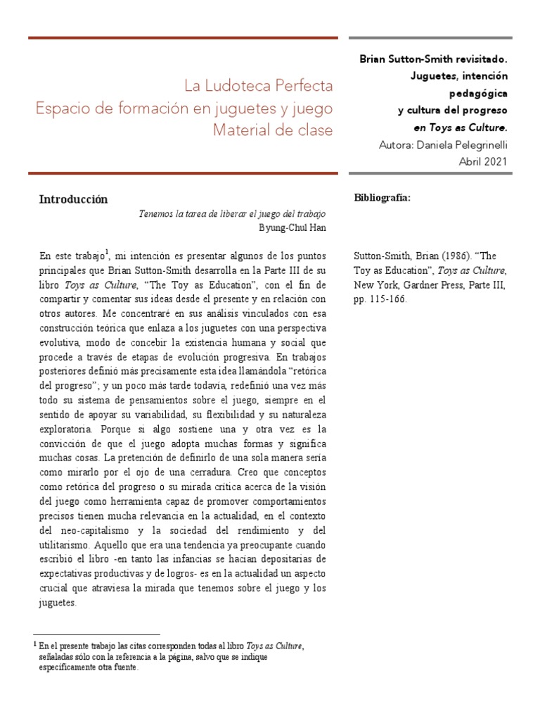 El juguete como herramienta del desarrollo infantil según Brian Sutton ...