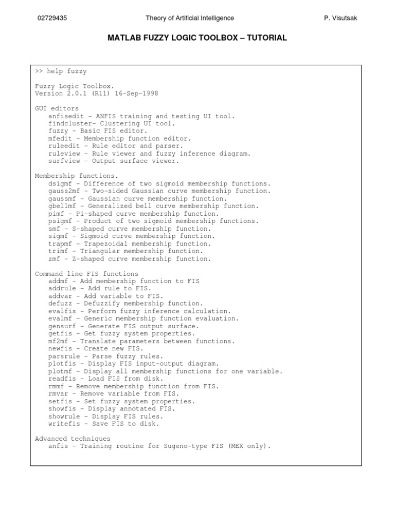 Matlab Fuzzy Logic Toolbox | PDF | Fuzzy Logic | Logic
