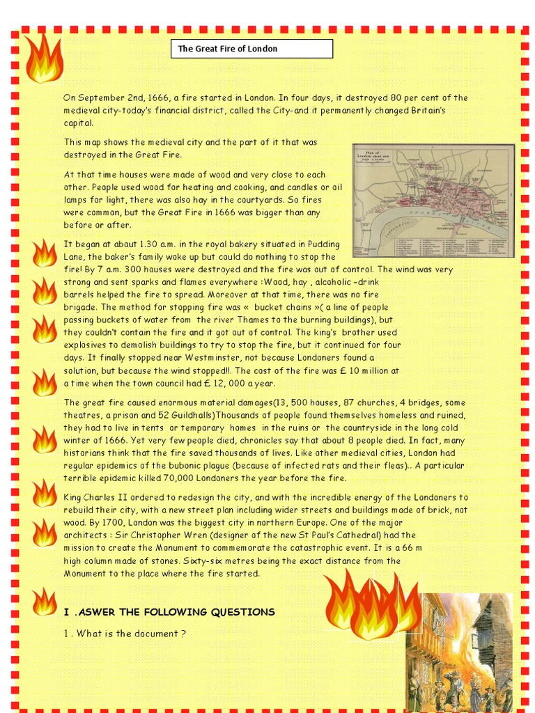 The Great Fire of London Reading Reading Comprehension Exercises 79354 ...