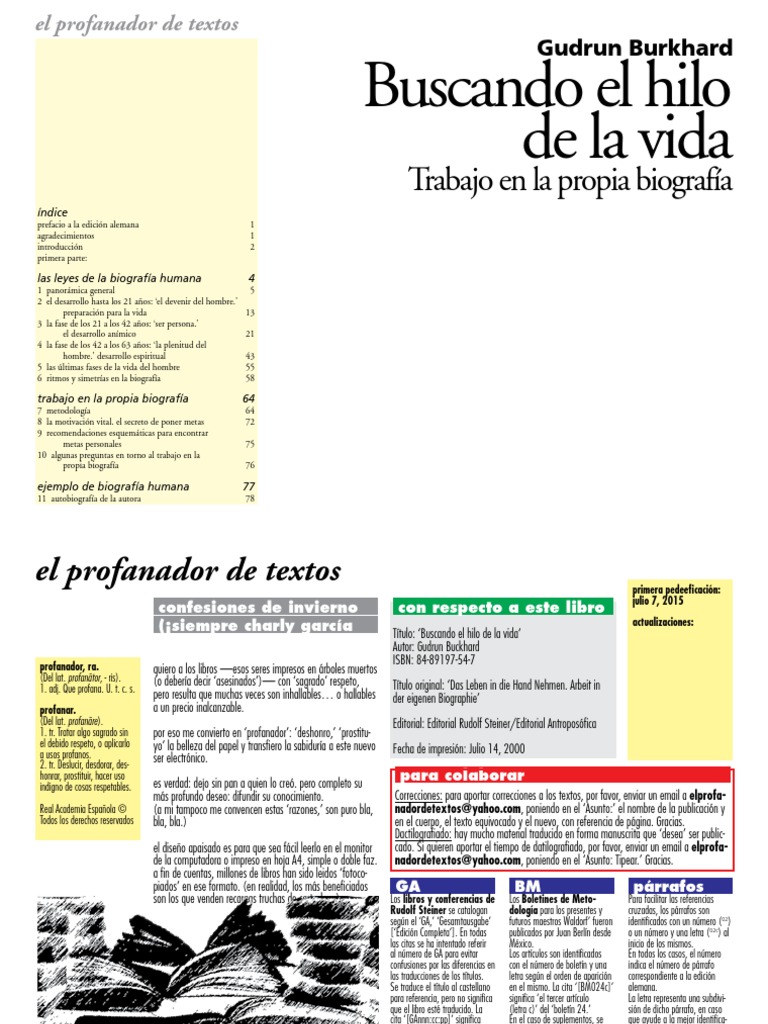 Burkhard, Gudrun - Buscando El Hilo de La Vida | PDF | Rudolf Steiner | Vida