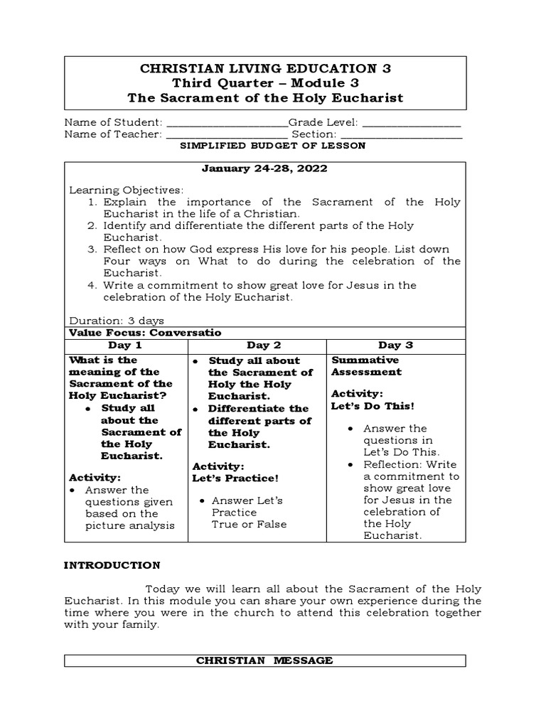 Cle 3-3-3 | PDF | Eucharist | Mass (Liturgy)