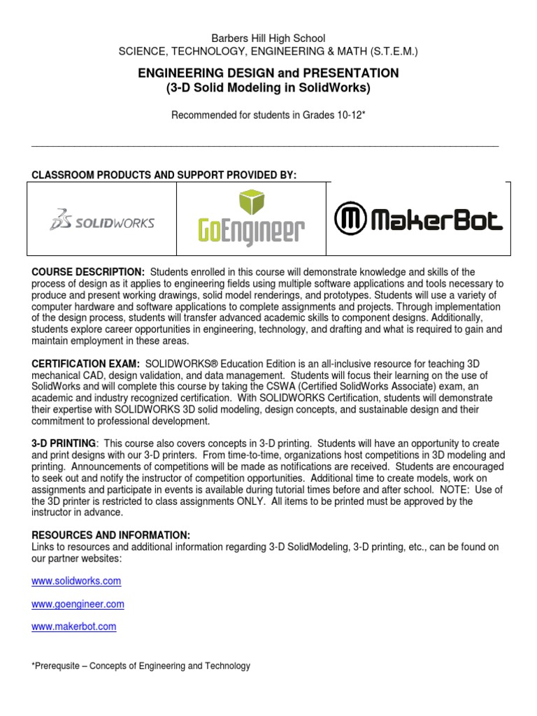 Course Description - 3-D | PDF | 3 D Computer Graphics | 3 D Printing