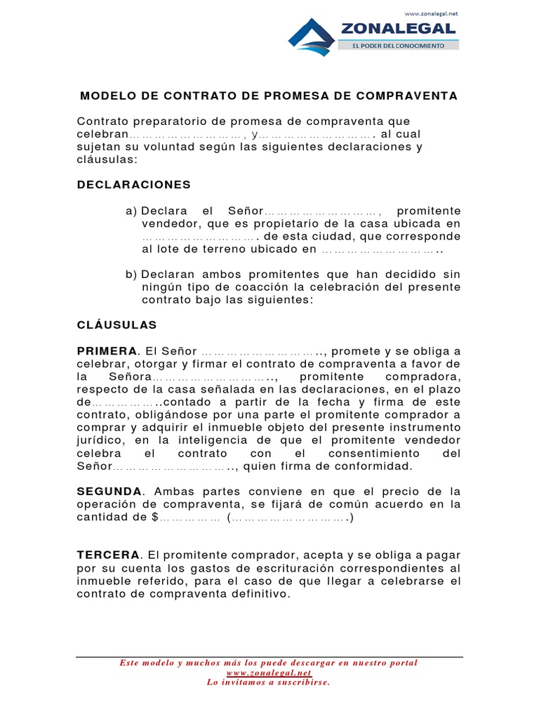 9 53 Modelo De Contrato De Promesa De Compraventa Pdf Justicia