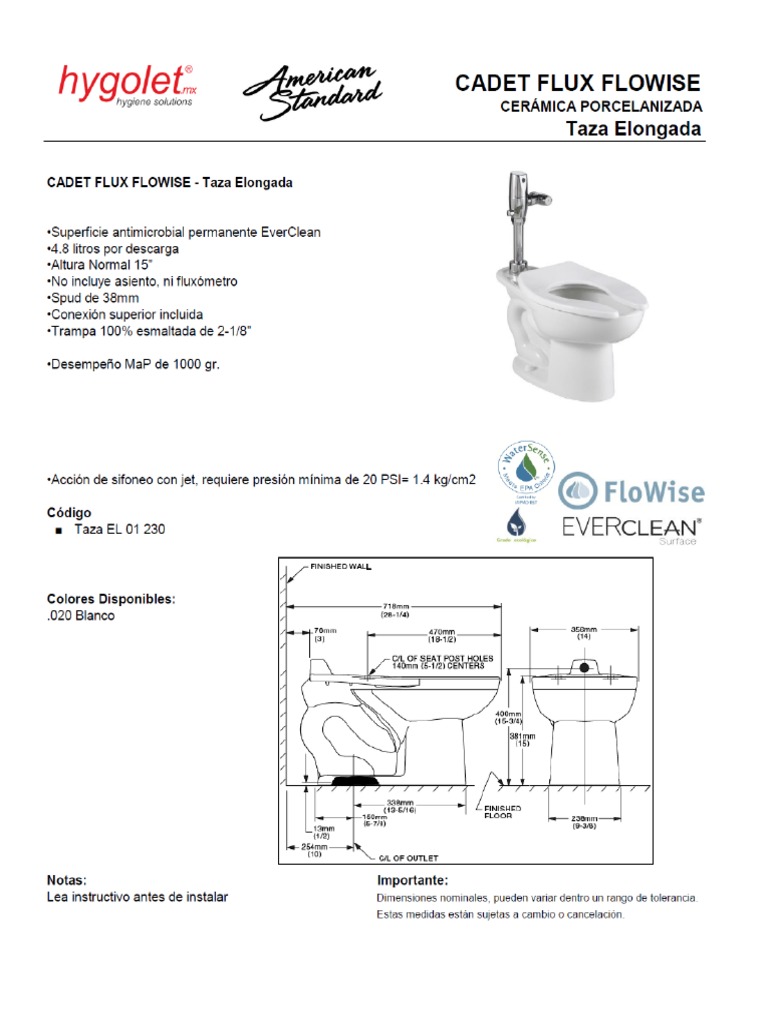 Ficha Cadet Flux Flowise Hygolet | PDF