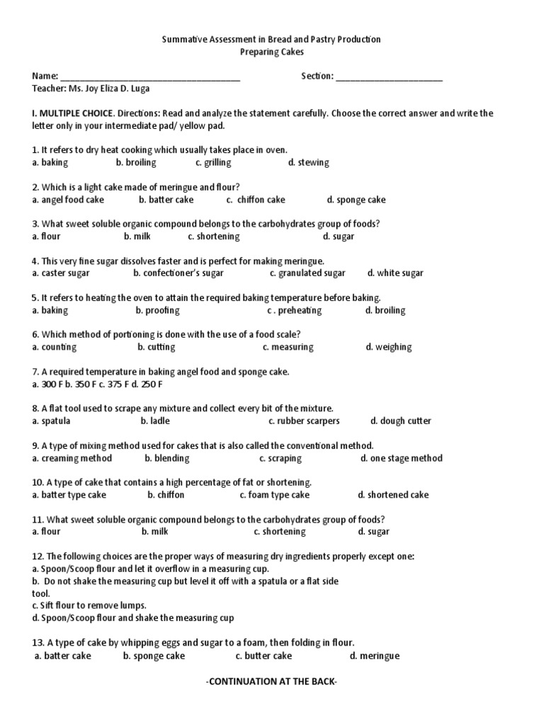 Summative BPP M3 | PDF | Cakes | Baking