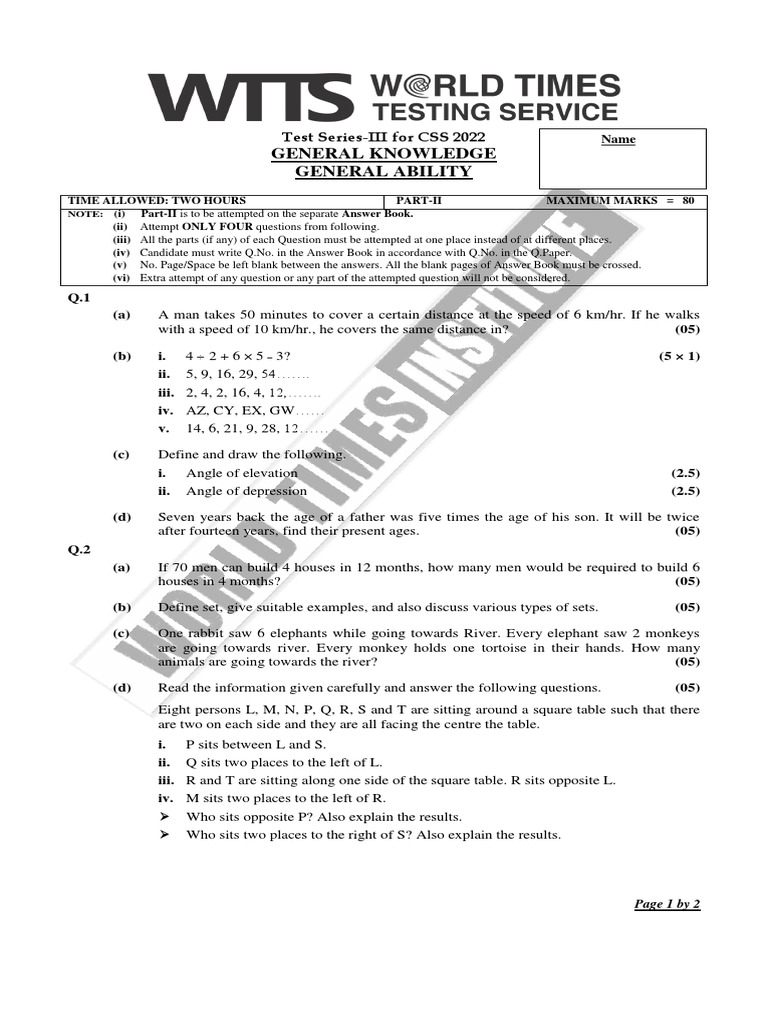 03 - General Ability Test Series III | PDF | Area | Triangle