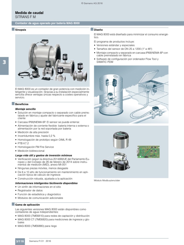 Catalogo Siemens Medidor de Flujo Mag 8000 | PDF | paquete general de ...