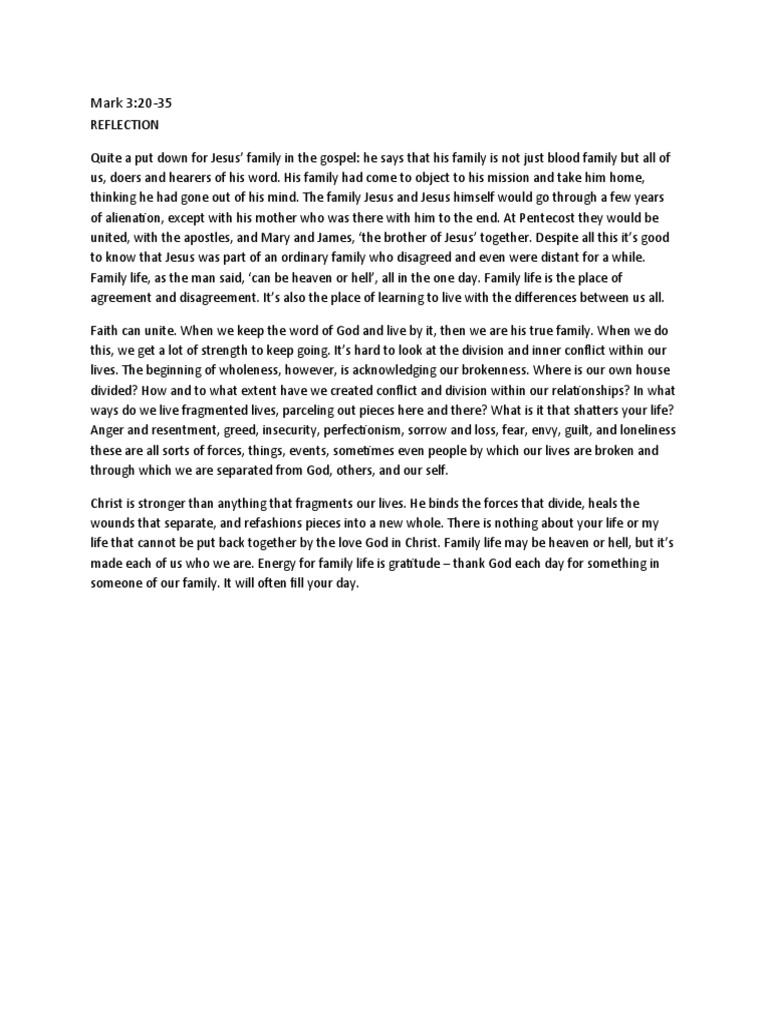 Bible Reflection | PDF | Jesus | Religious Belief And Doctrine