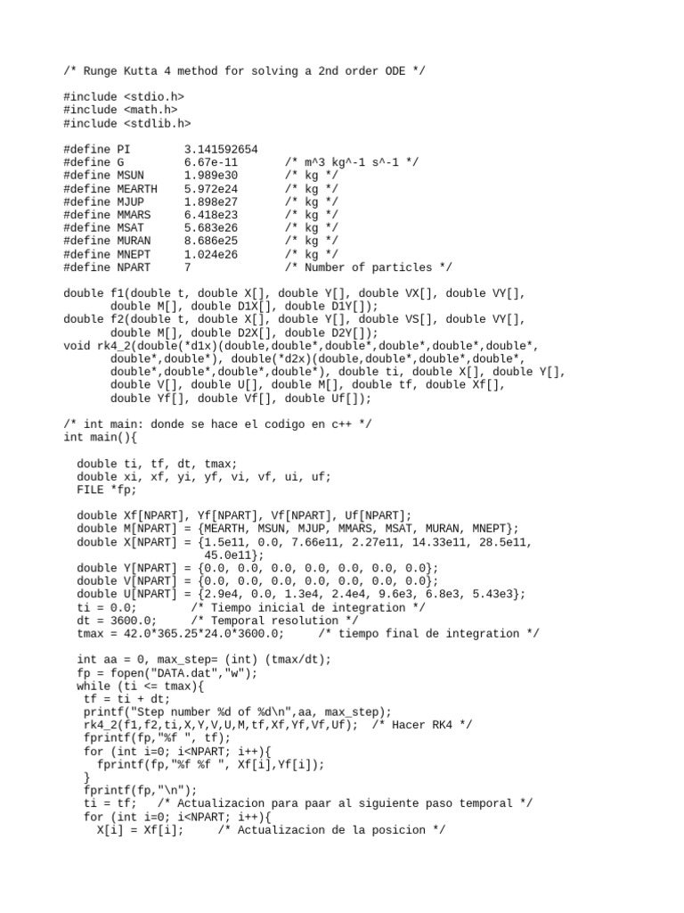 rk4 C | PDF | Algorithms | Calculus