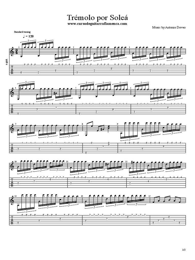 Tremolo Por Solea | PDF | Notación musical | Composiciones Musicales