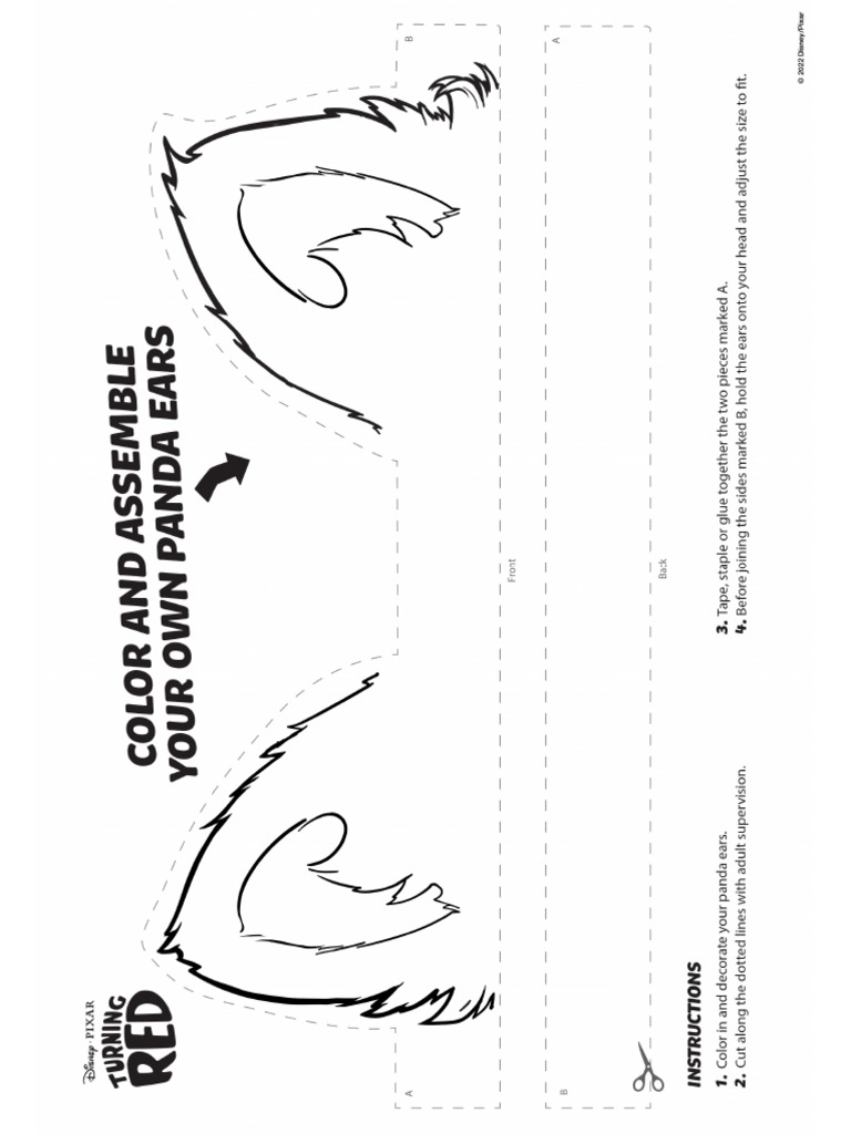 Disney Pixar Turning Red Color Your Own Panda Ears | PDF