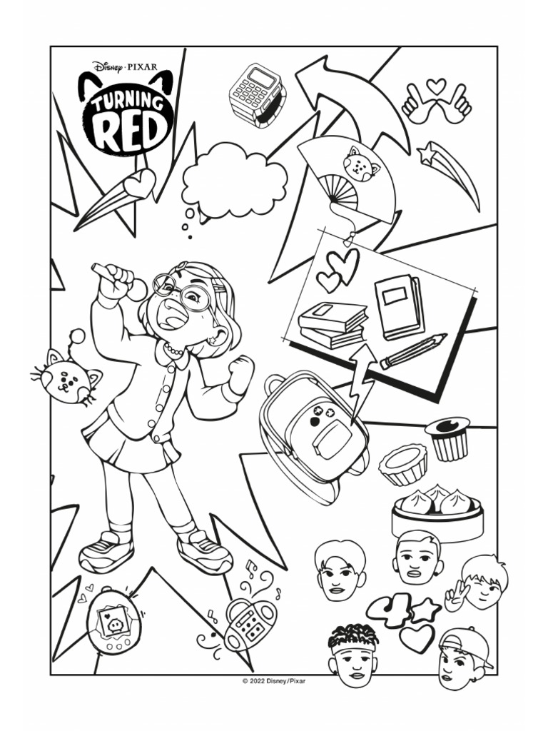Disney Pixar Turning Red Coloring Page Collage 1 | PDF