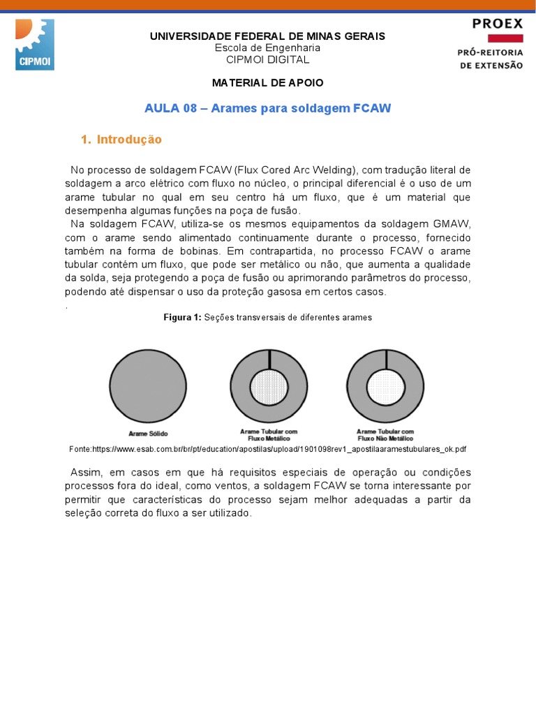 Material - Aula 08 - Arames FCAW | PDF | Liga | Metais