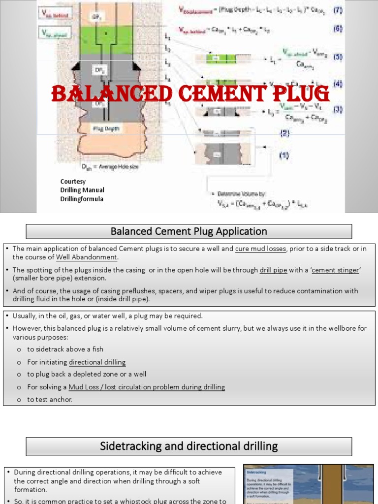 Balanced Cement Plug | Download Free PDF | Casing (Borehole) | Chemical ...
