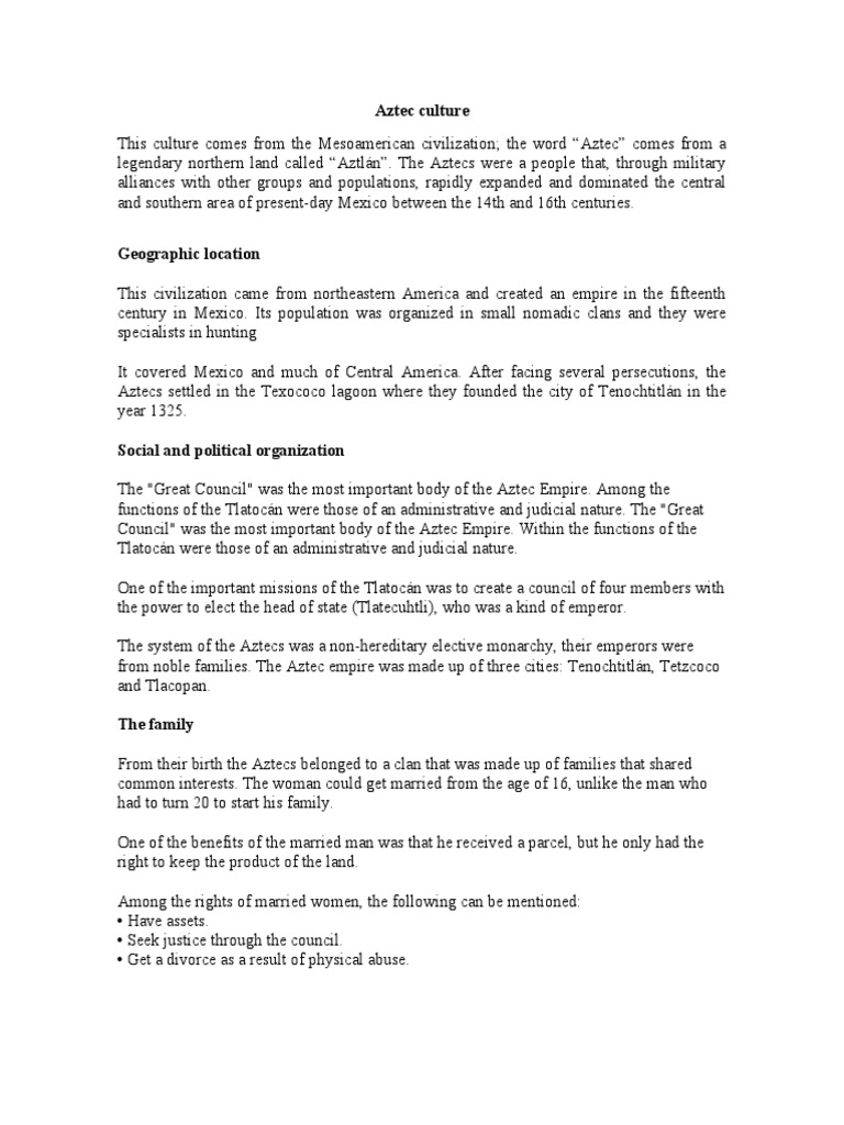 Aztec Culture | PDF