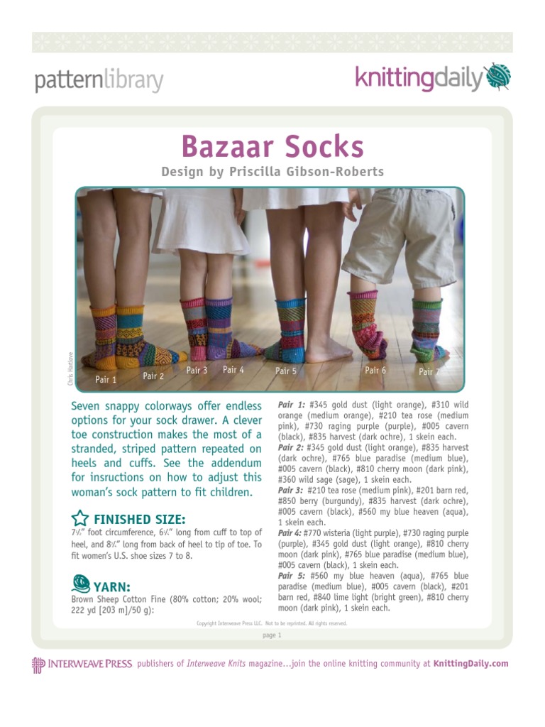 Bazaar Socks | Download Free PDF | Knitting | Handicrafts