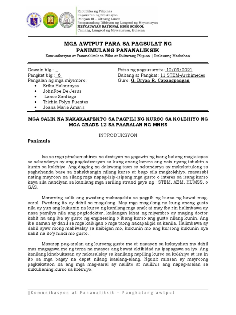 Gawain 1 Pagsusuri NG Abstrak | PDF Gawain 1 Pagsusuri NG Abstrak | PDF