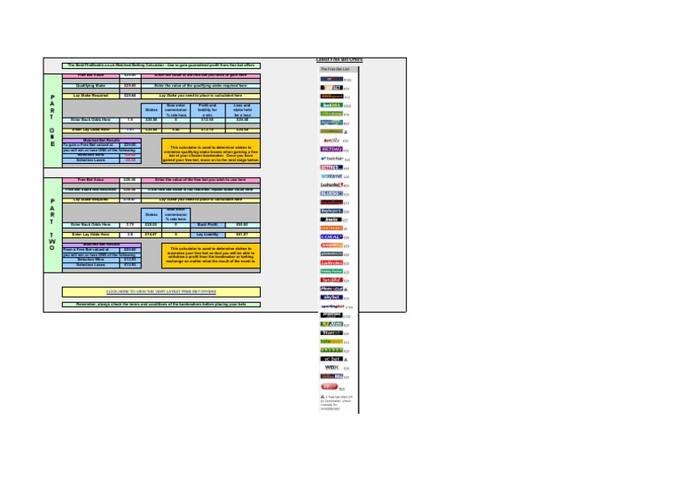 Matched Betting Calculator | PDF | Gambling | Odds