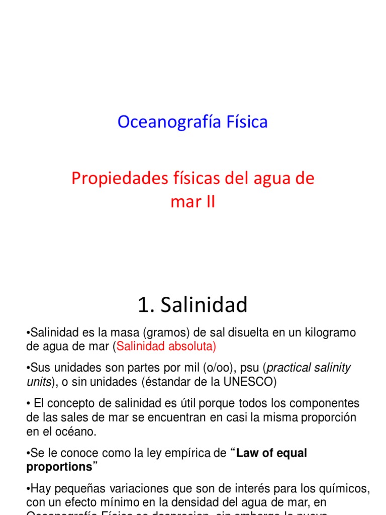 Propiedades Físicas Del Agua de Mar II | PDF | Salinidad | Agua de mar