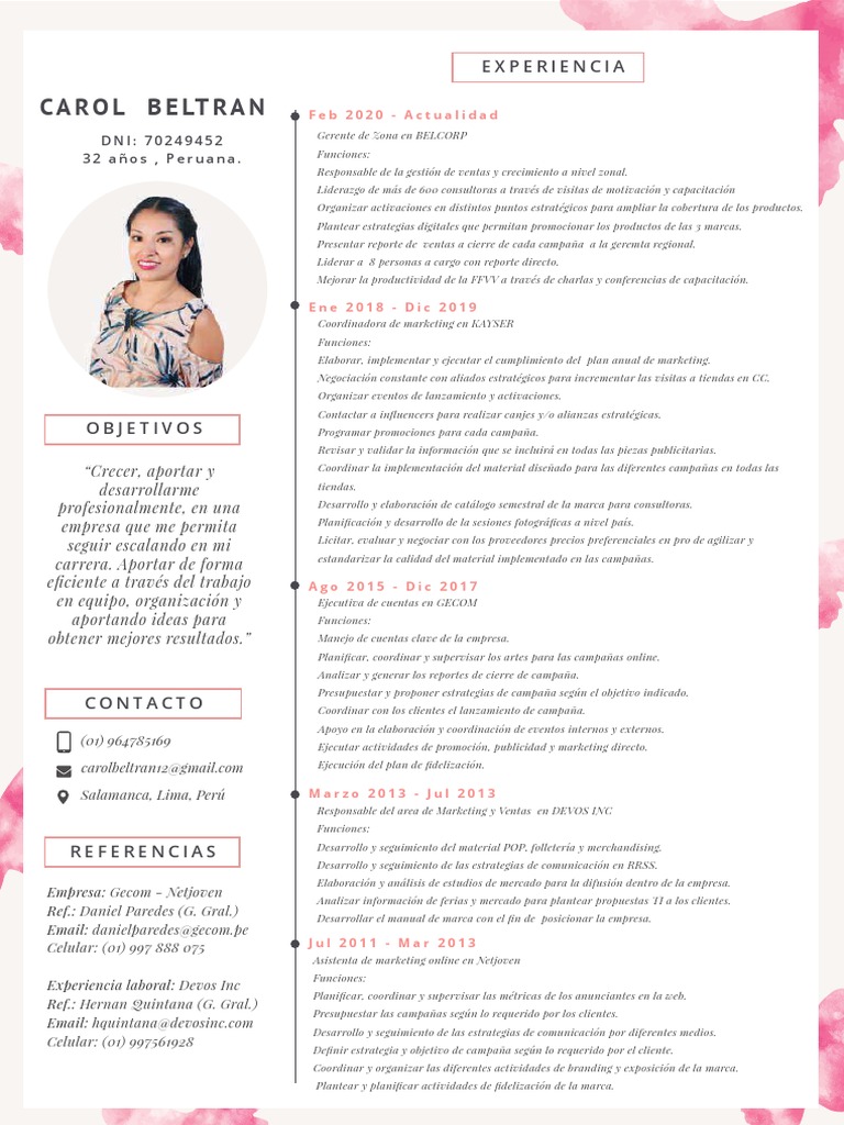 CV Carol Beltran - 2021 | PDF | Marketing | Medios de comunicación en masa