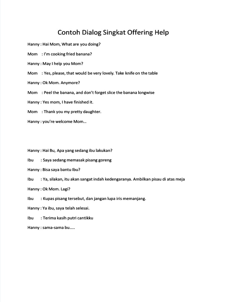 Contoh Dialog Singkat Offering Help Compress | PDF