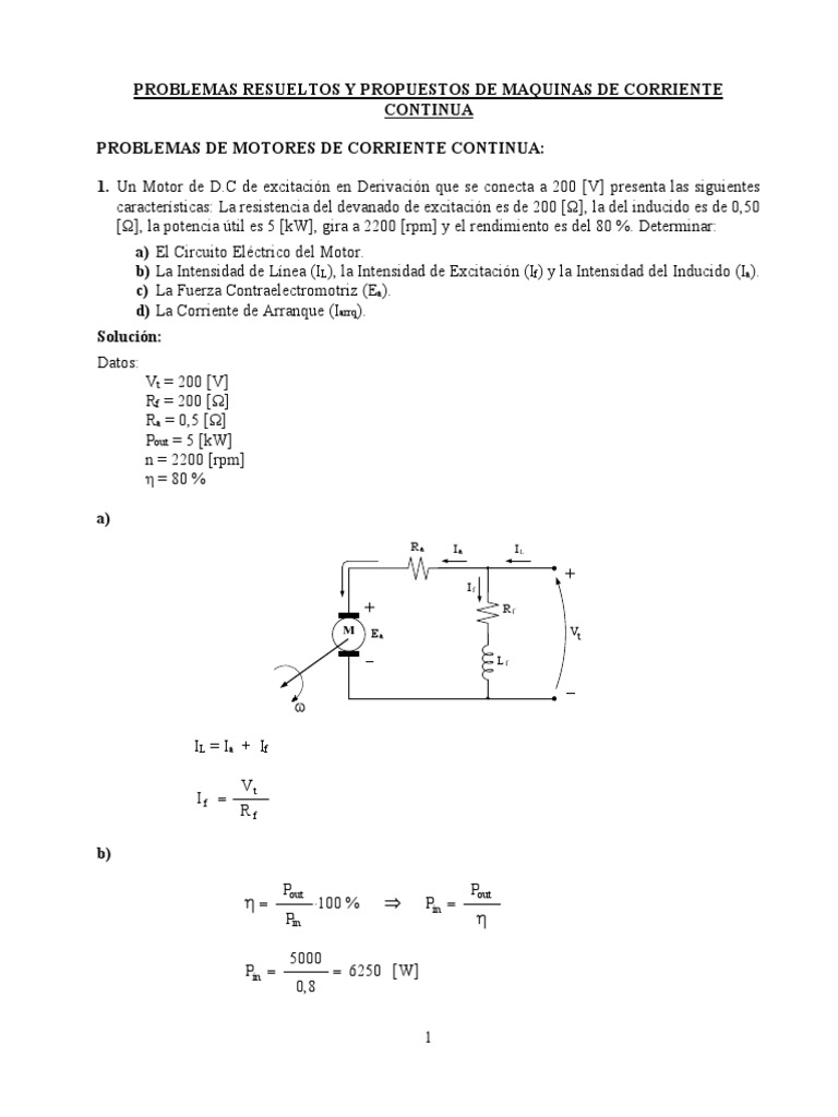 Problemas Resueltos y Propuestos de Maquinas de Corriente Continua | PDF | Generador eléctrico ...