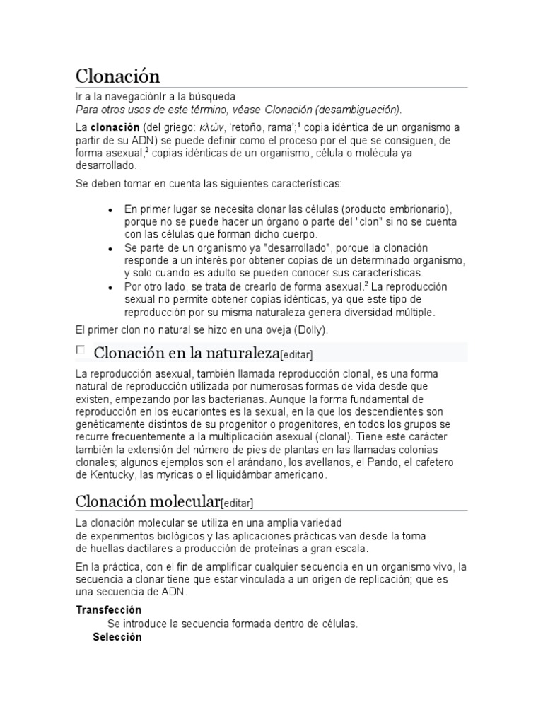 Clonación | PDF | Clonación | Biología