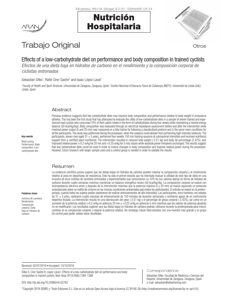 Effects Of A Low Carbohydrate Diet On Performance And Body Composition
