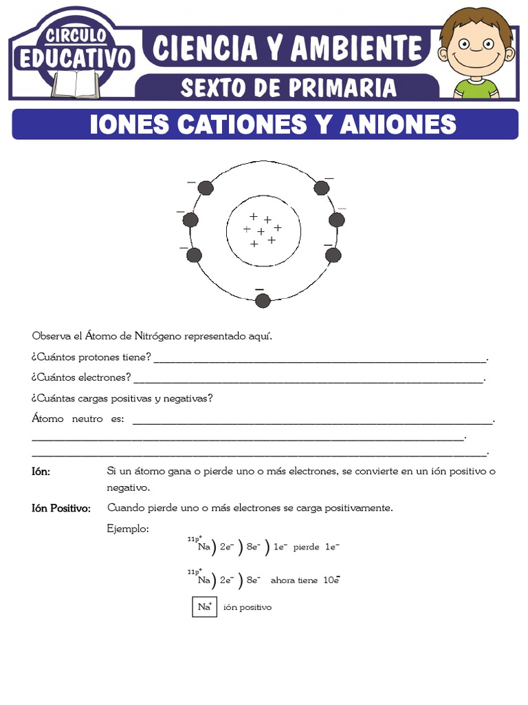 Iones Cationes y Aniones para Sexto de Primaria | PDF | Ion | Química ...
