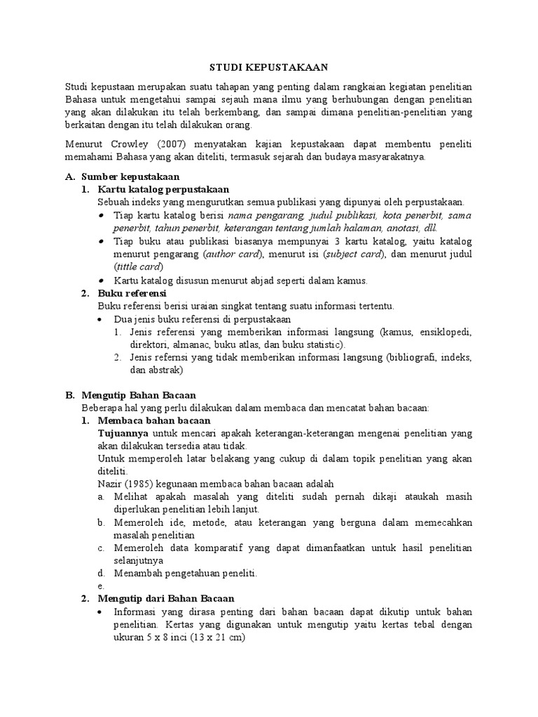 Panduan Studi Kepustakaan | PDF