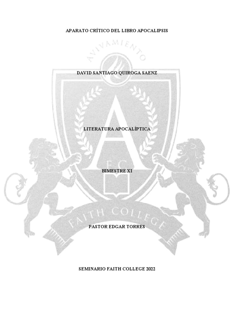 Quiroga David Ap Apocalipsis | PDF | Juan el apóstol | Libro de revelación