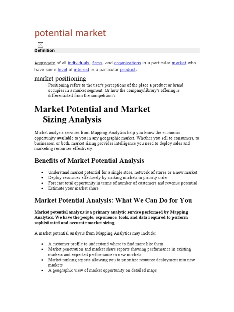 Market Potential and Market Sizing Analysis | PDF | Market Analysis ...