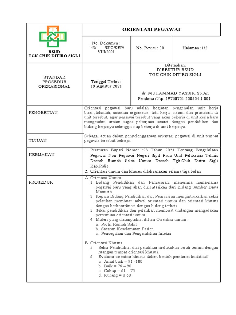 SOP Orientasi | PDF | Bisnis