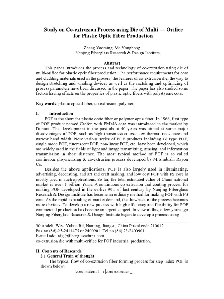 Study On Co-Extrusion Process Using Die of Multi - Orifice For Plastic ...