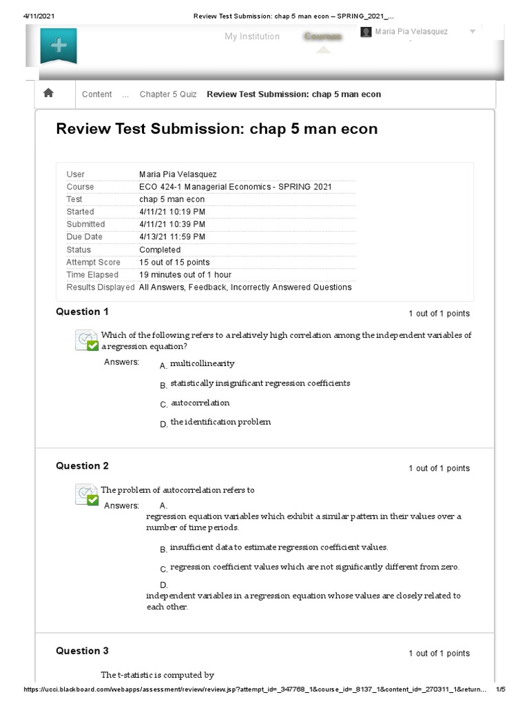 Chapter 5 Quiz | PDF | Regression Analysis | Linear Regression