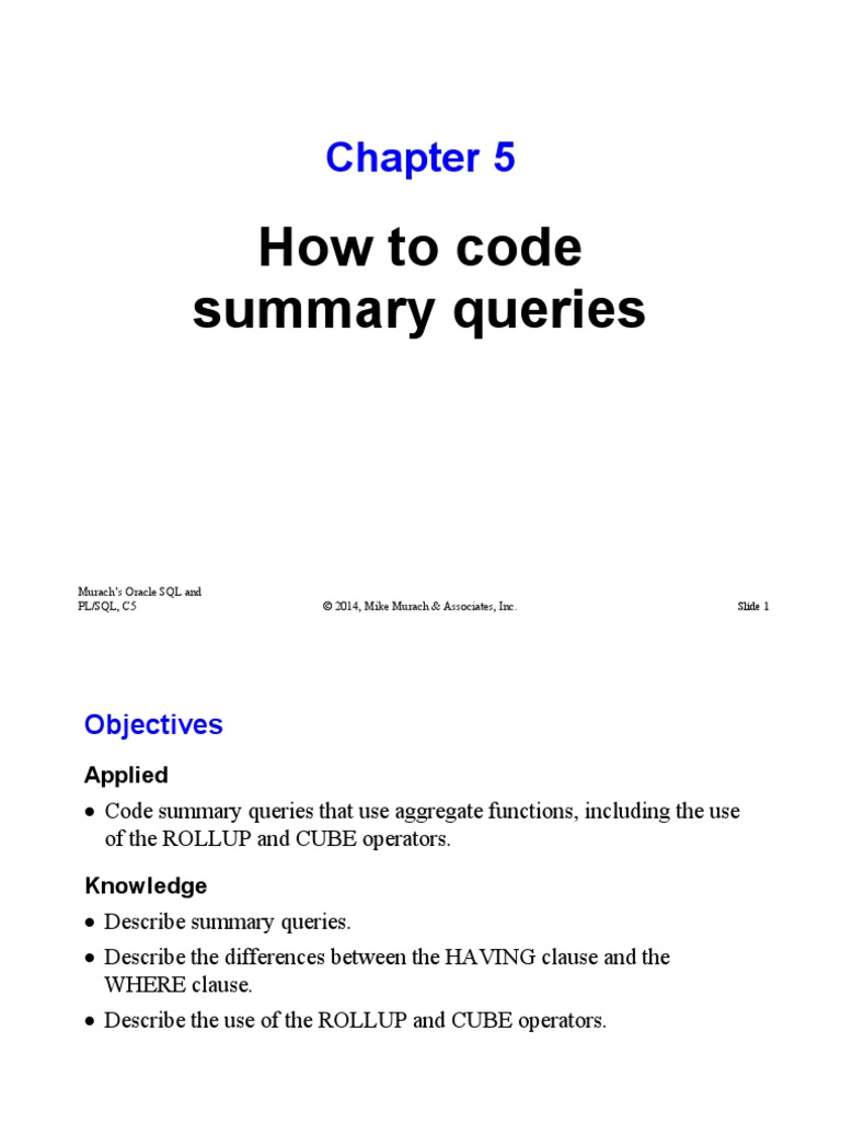 Chapter 5 | PDF | Sql | Pl/Sql