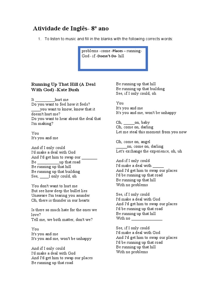 English Activity 8th Grade Worksheet | PDF | Pop Songs | Rock Songs