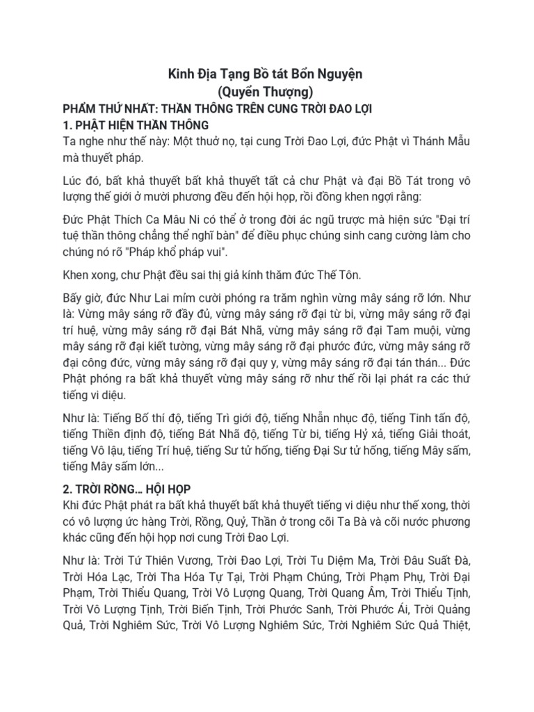 Kinh Dia Tang Bo Tat Bon Nguyen | PDF