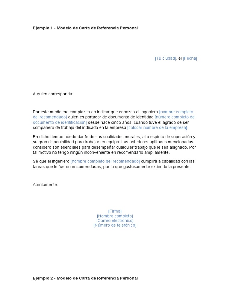 2 5 Modelo de Carta de Referencia Personal 39 | PDF