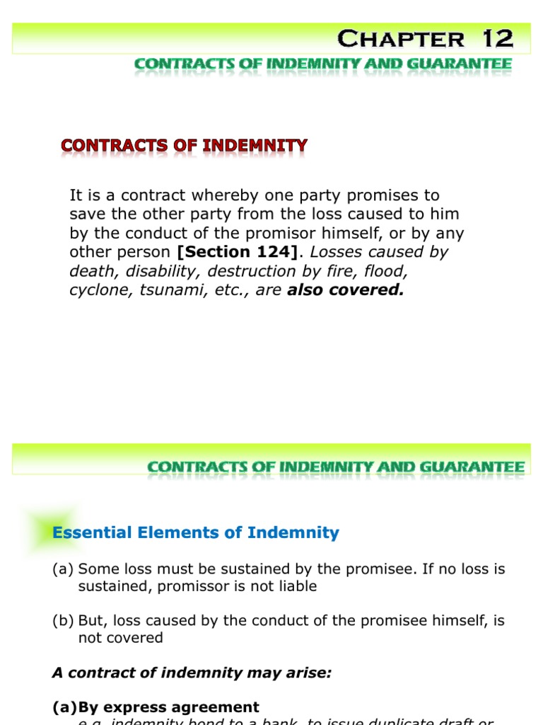 Contracts of Indemnity and Guarantee | PDF