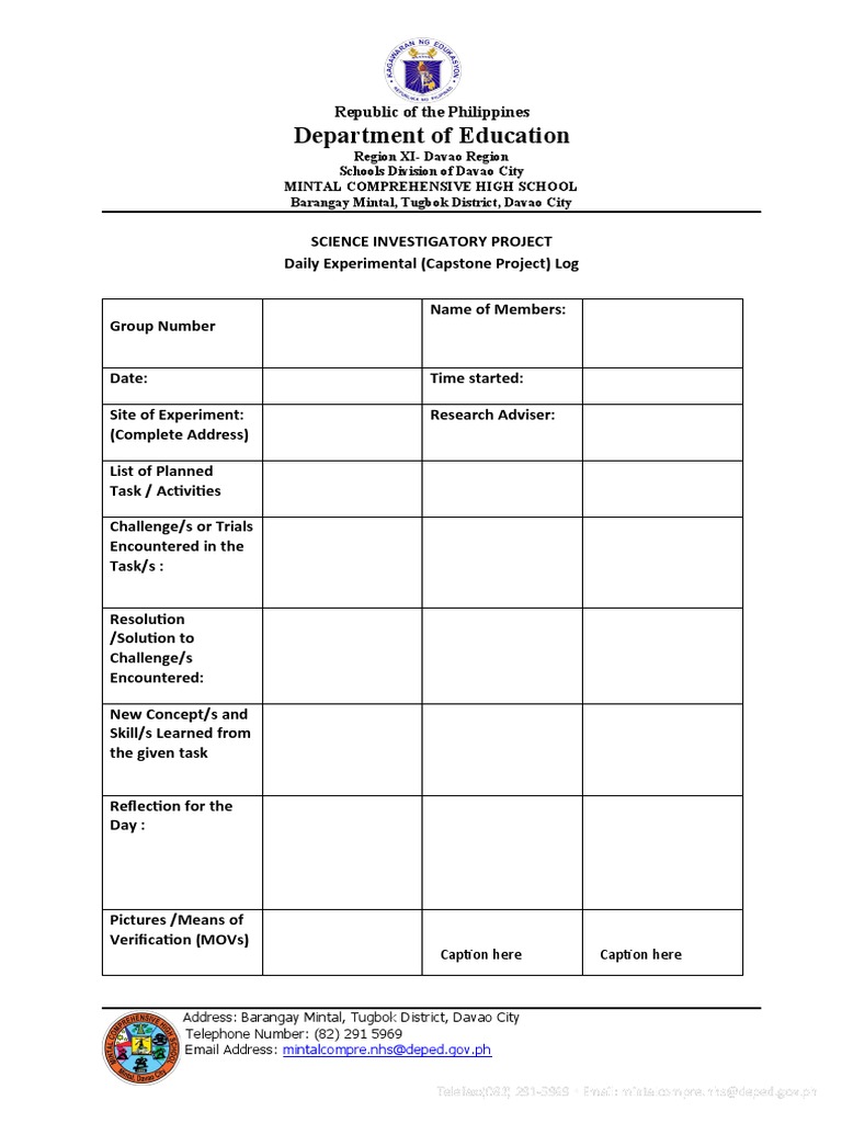 SIP Daily Experimental (Capstone Project) Log | PDF
