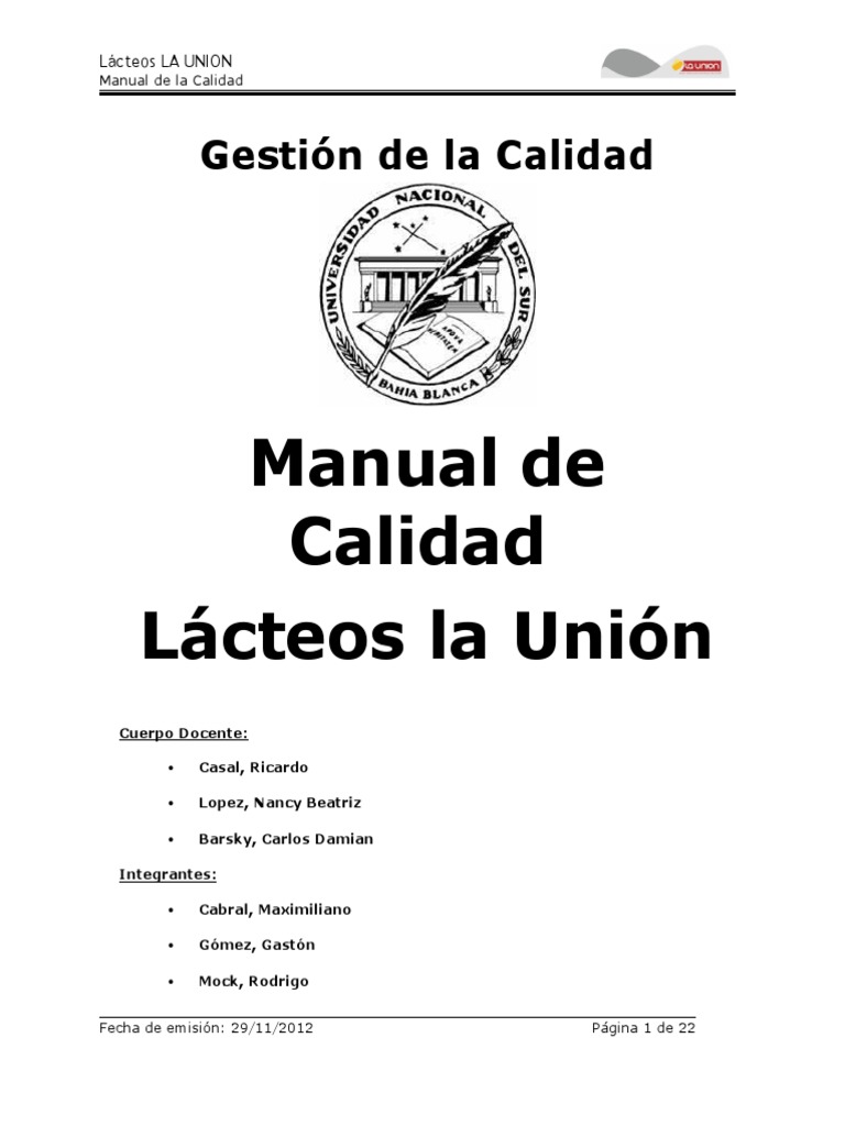 Manual de Calidad | PDF | Calidad (comercial) | Gestión de la calidad