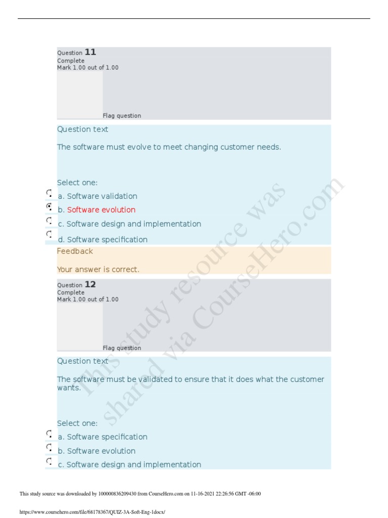QUIZ 3A Soft Eng 1 | Download Free PDF | Systems Theory | Software Engineering