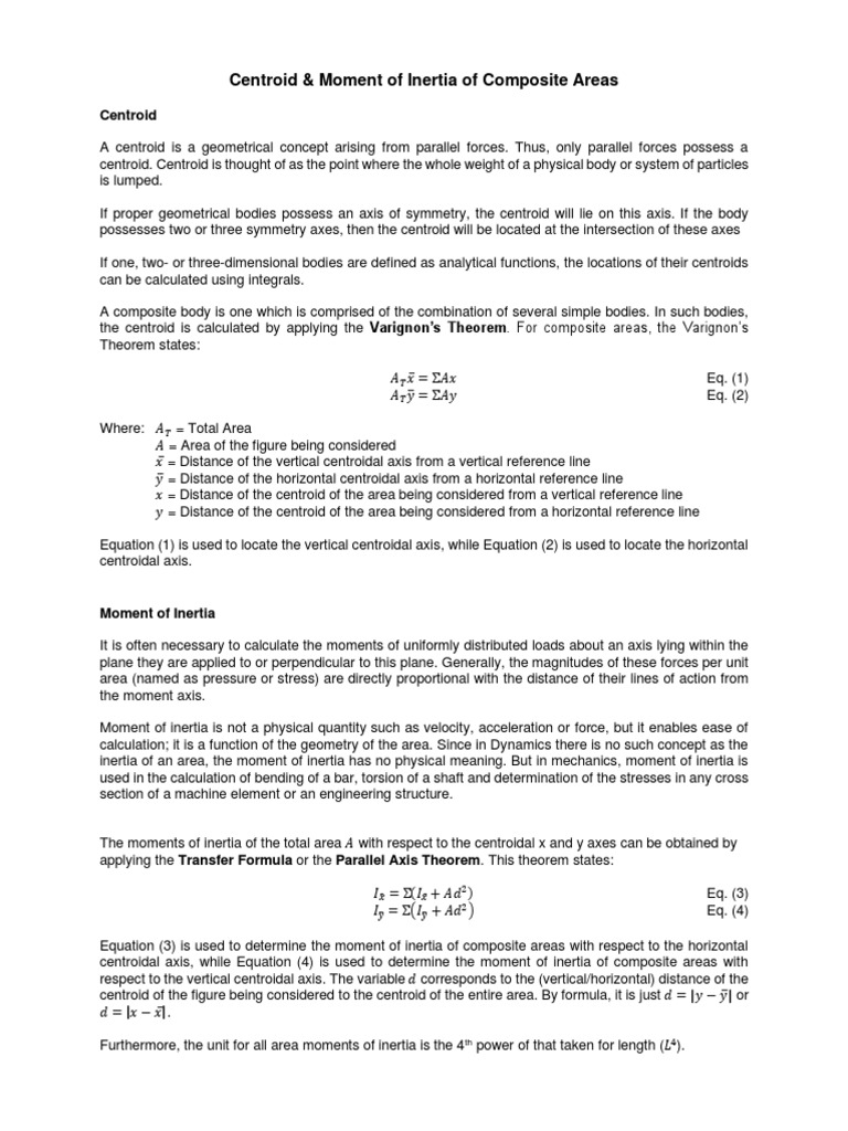Centroids Moment of Inertia of Composite Areas | PDF | Cartesian ...