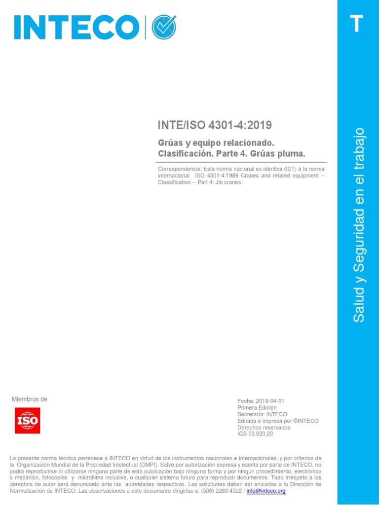 Inte Iso 4301-4 2019 | PDF | Organización internacional para la ...